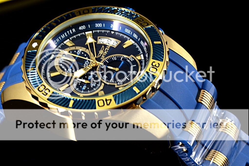 New Invicta Mens Pro Diver Ocean Blue/Gold Chronograph Blue Silicone ...